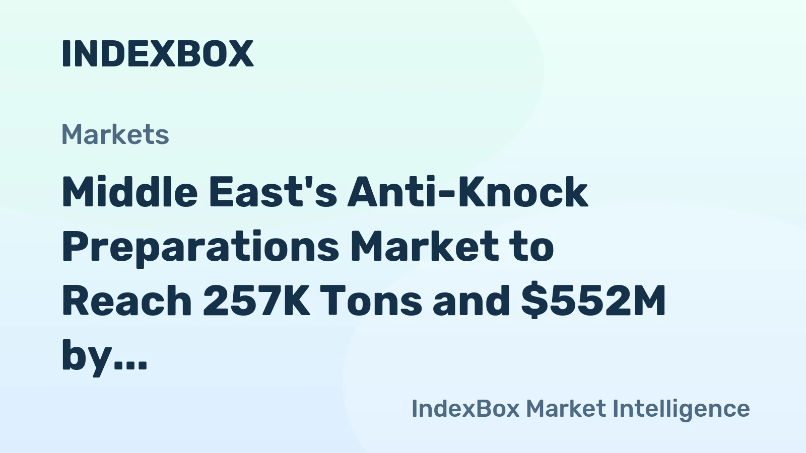 Middle East's Anti-Knock Preparations Market to Reach 257K Tons and $552M by 2035