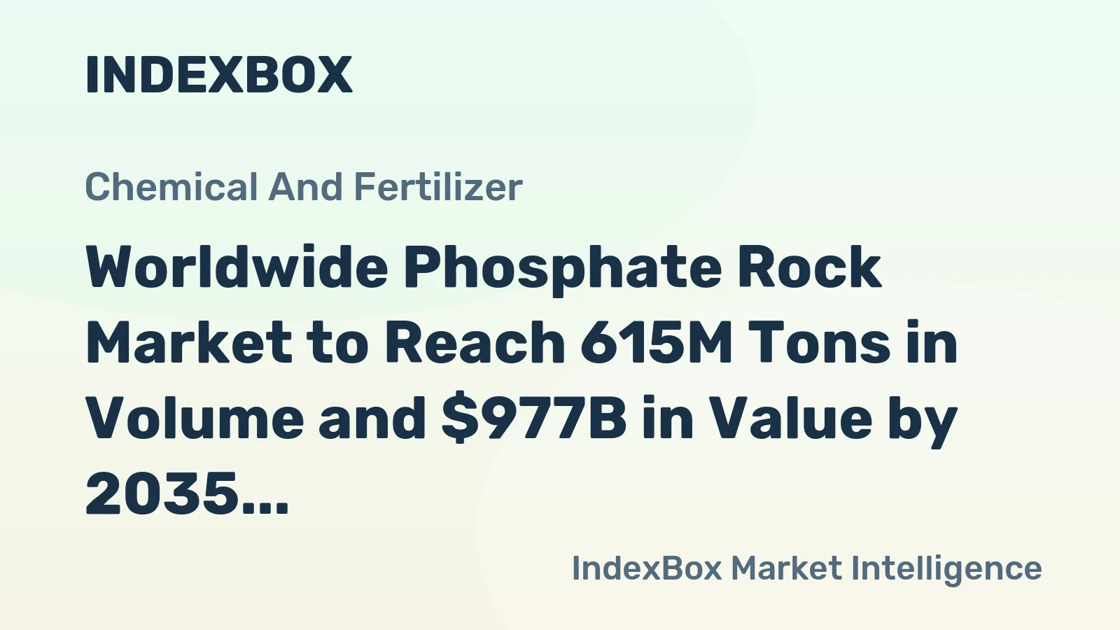 Worldwide Phosphate Rock Market to Reach 615M Tons in Volume and $977B in Value by 2035