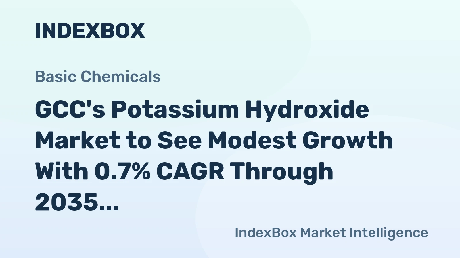 GCC's Potassium Hydroxide Market to See Modest Growth With 0.7% CAGR Through 2035