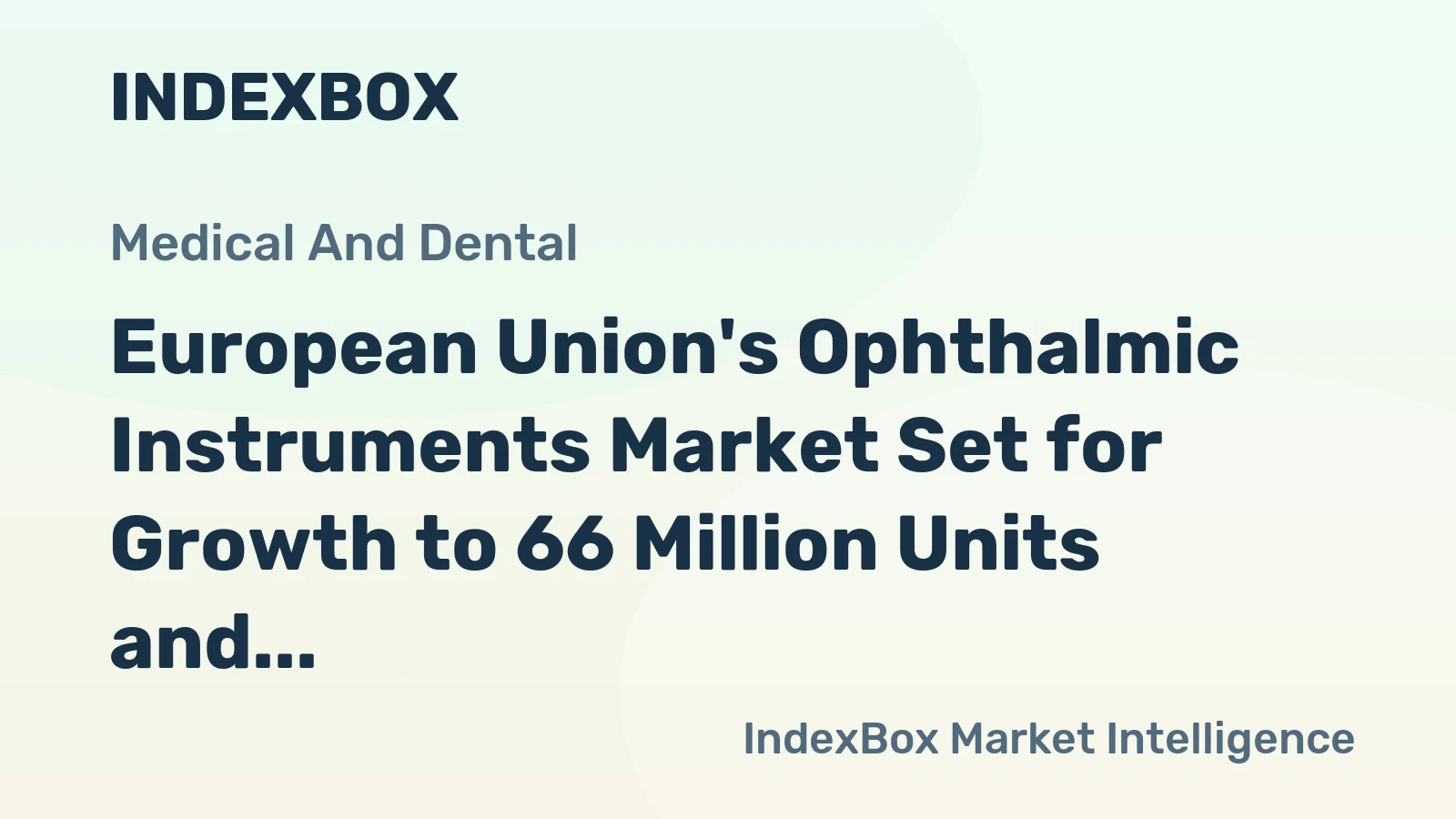 European Union's Ophthalmic Instruments Market Set for Growth to 66 Million Units and $21.2 Billion