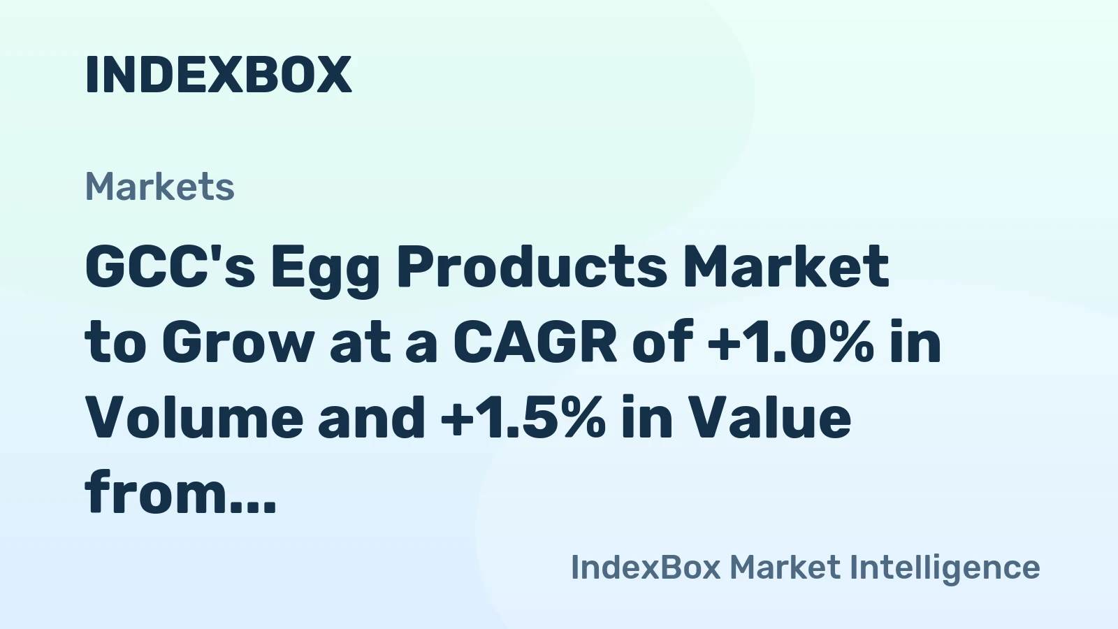 GCC's Egg Products Market to Grow at a CAGR of +1.0% in Volume and +1.5% in Value from 2024 to 2035