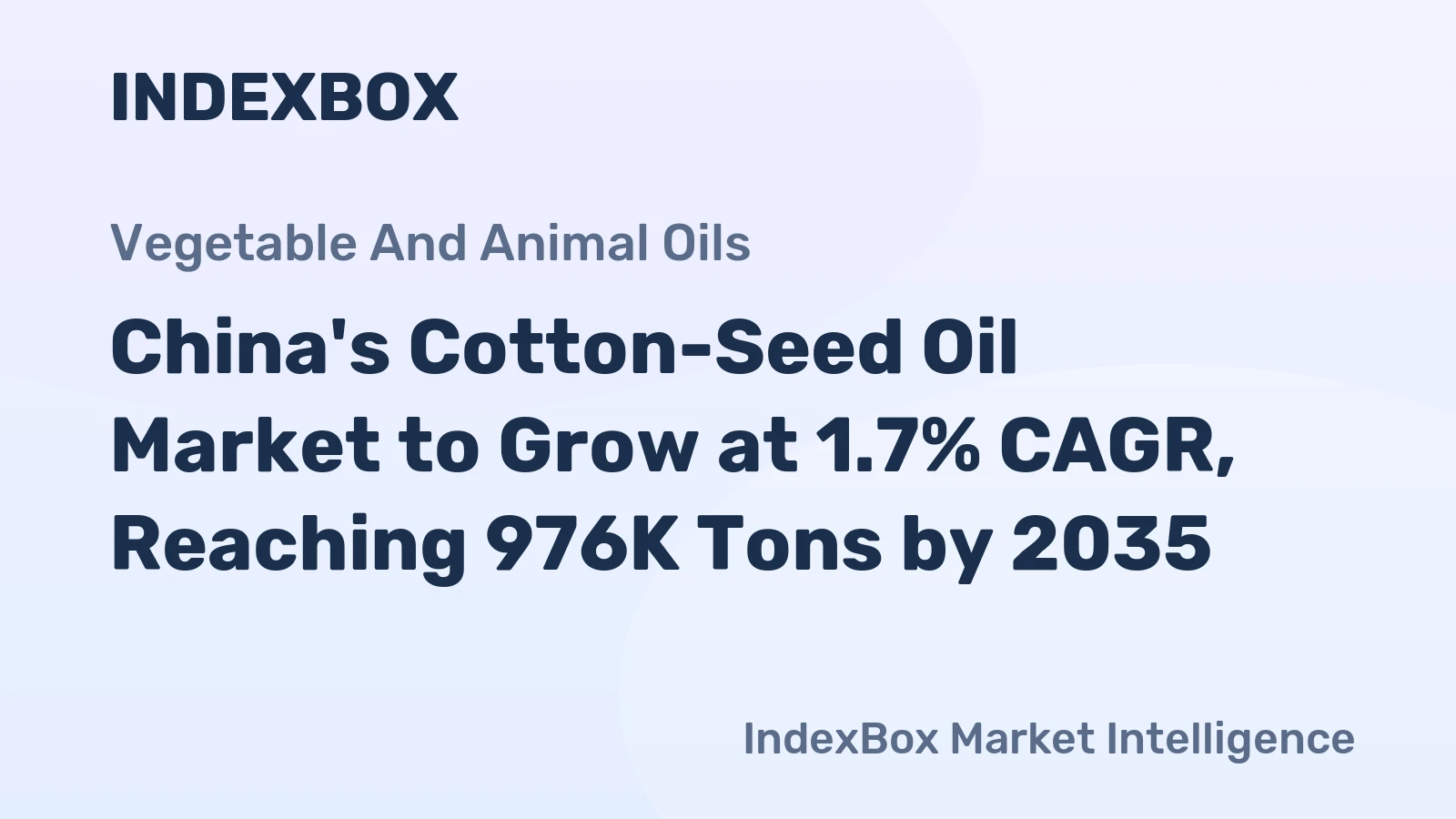 China's Cotton-Seed Oil Market to Grow at 1.7% CAGR, Reaching 976K Tons by 2035