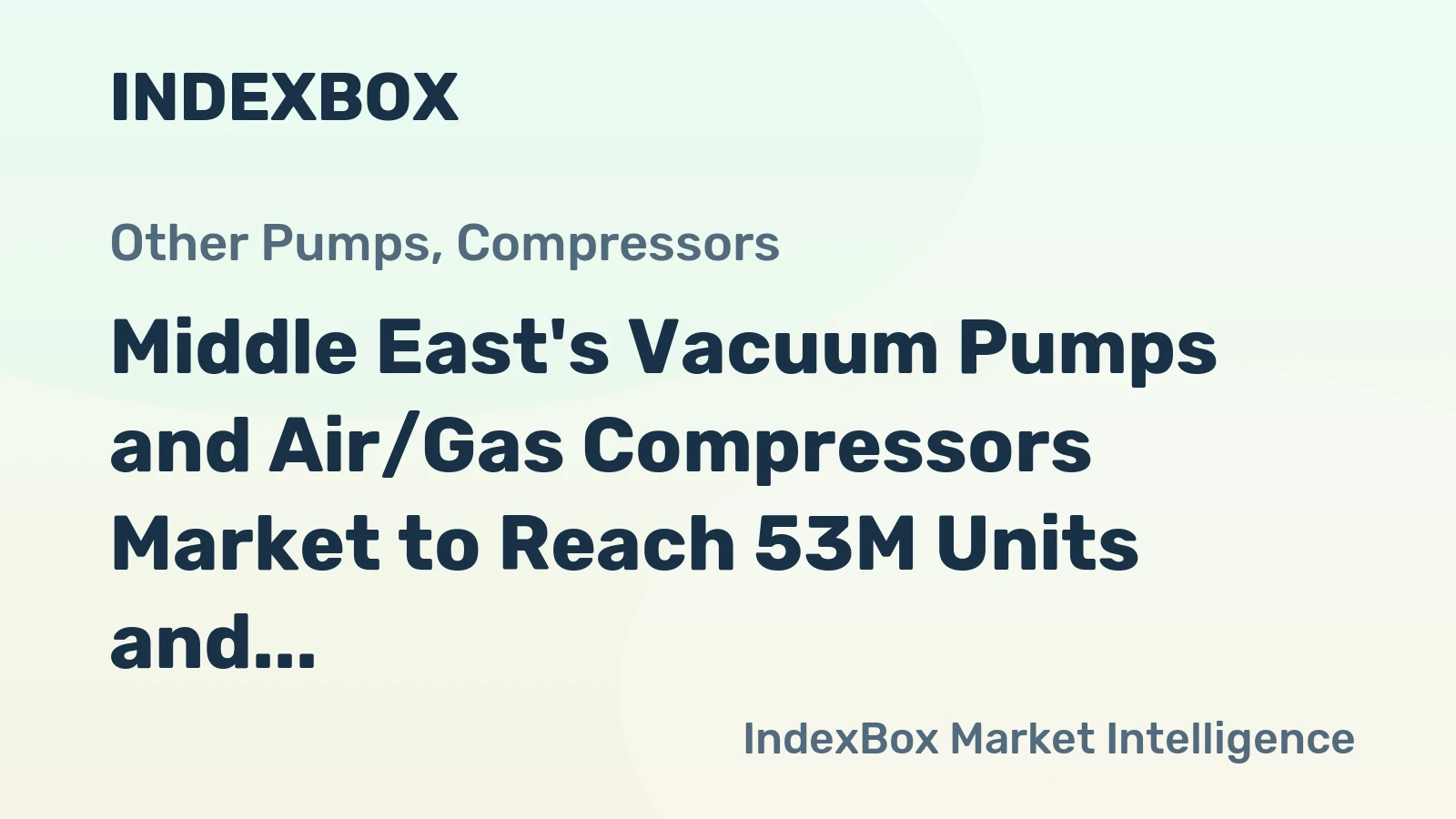 Middle East's Vacuum Pumps and Air/Gas Compressors Market to Reach 53M Units and $4.7B by 2035