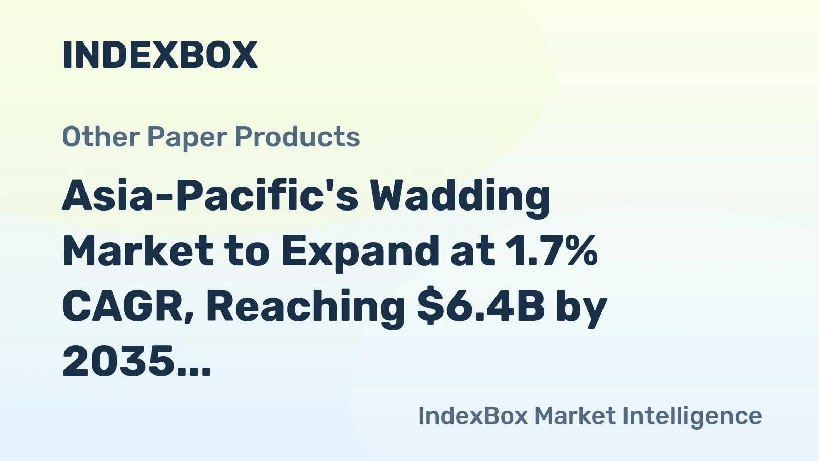 Asia-Pacific's Wadding Market to Expand at 1.7% CAGR, Reaching $6.4B by 2035