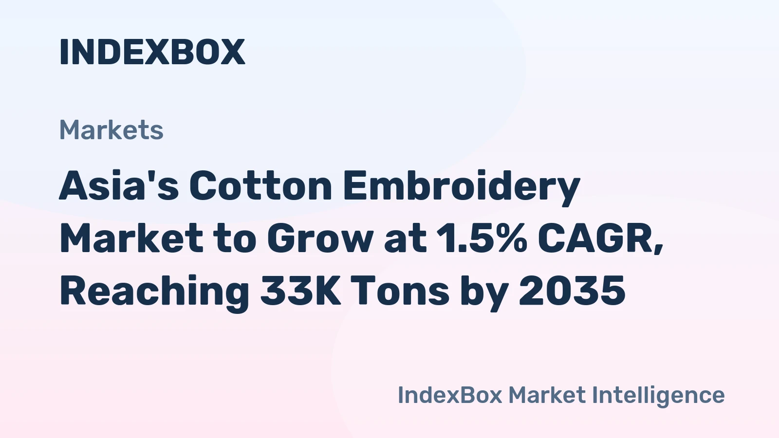 Asia's Cotton Embroidery Market to Grow at 1.5% CAGR, Reaching 33K Tons by 2035