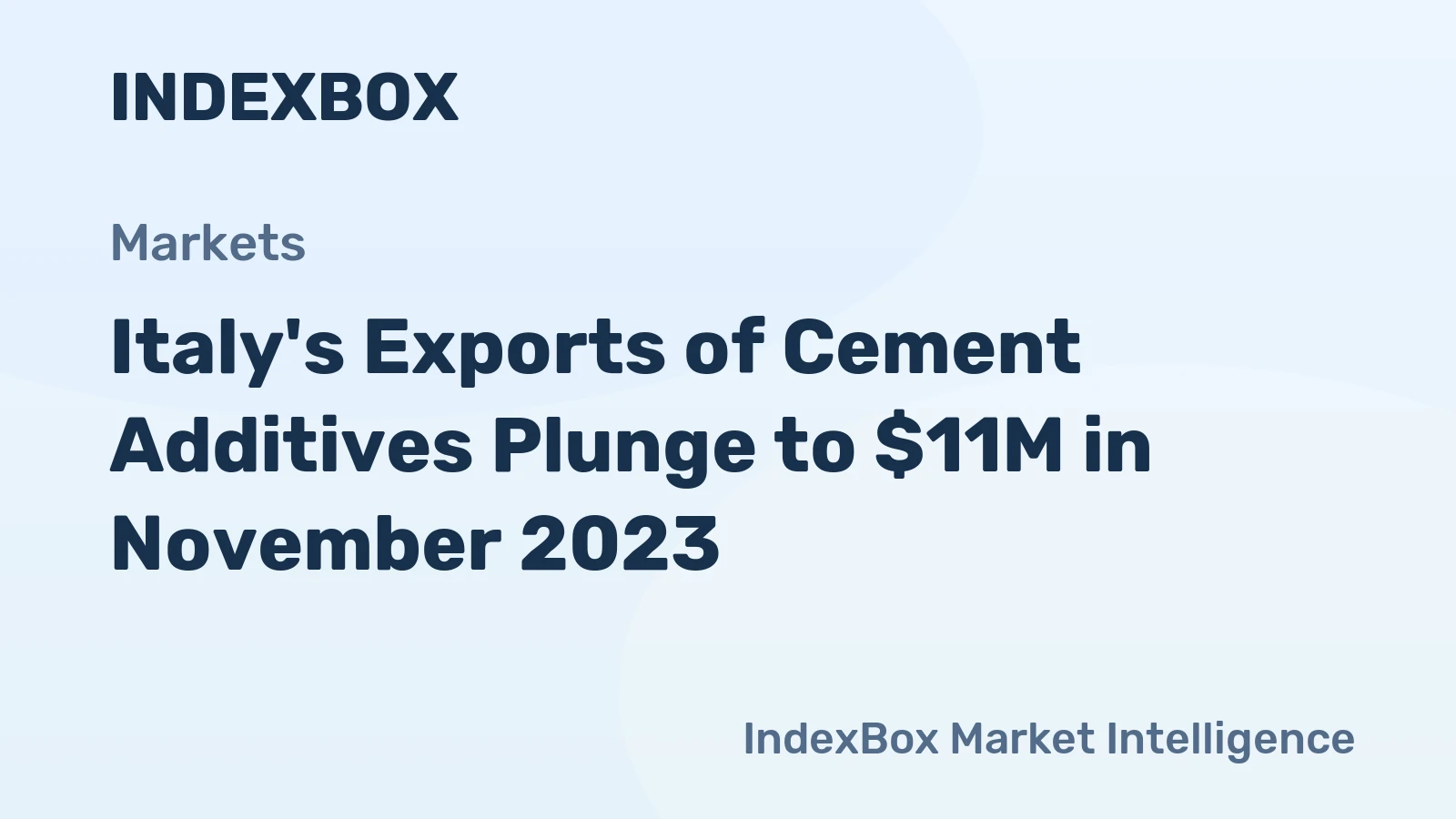 Italy's Exports of Cement Additives Plunge to $11M in November 2023