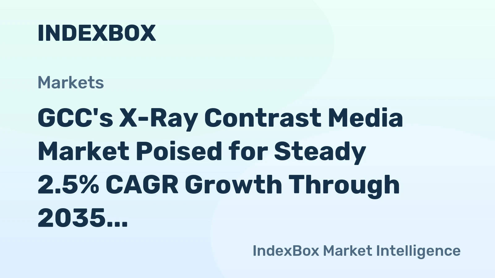 GCC's X-Ray Contrast Media Market Poised for Steady 2.5% CAGR Growth Through 2035