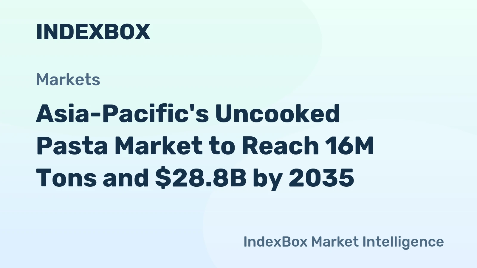 Asia-Pacific's Uncooked Pasta Market to Reach 16M Tons and $28.8B by 2035