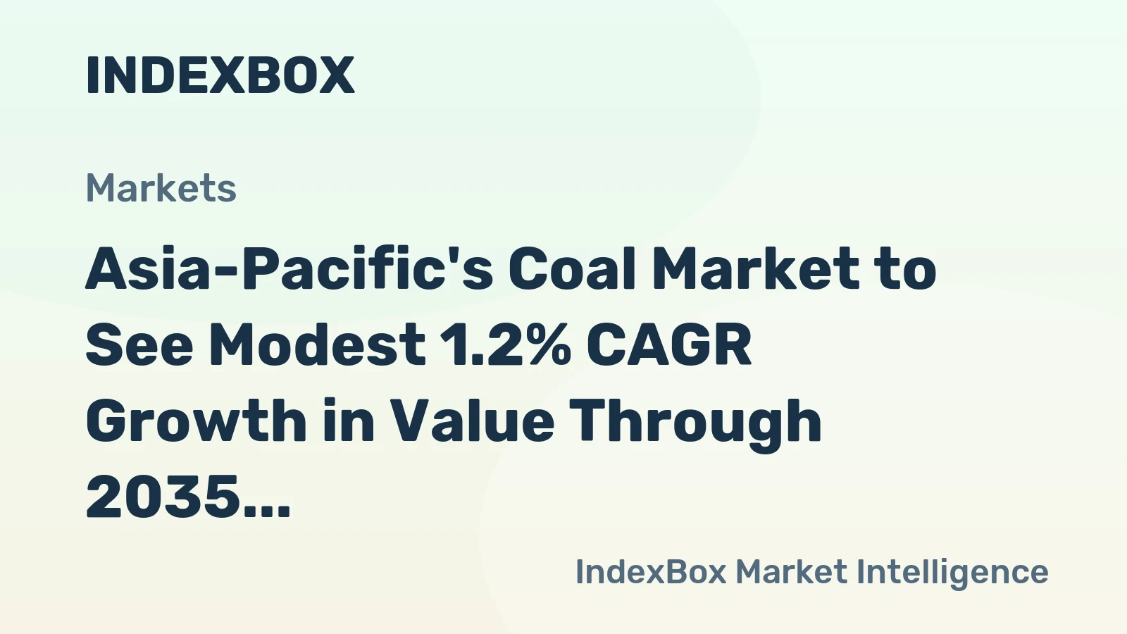 Asia-Pacific's Coal Market to See Modest 1.2% CAGR Growth in Value Through 2035