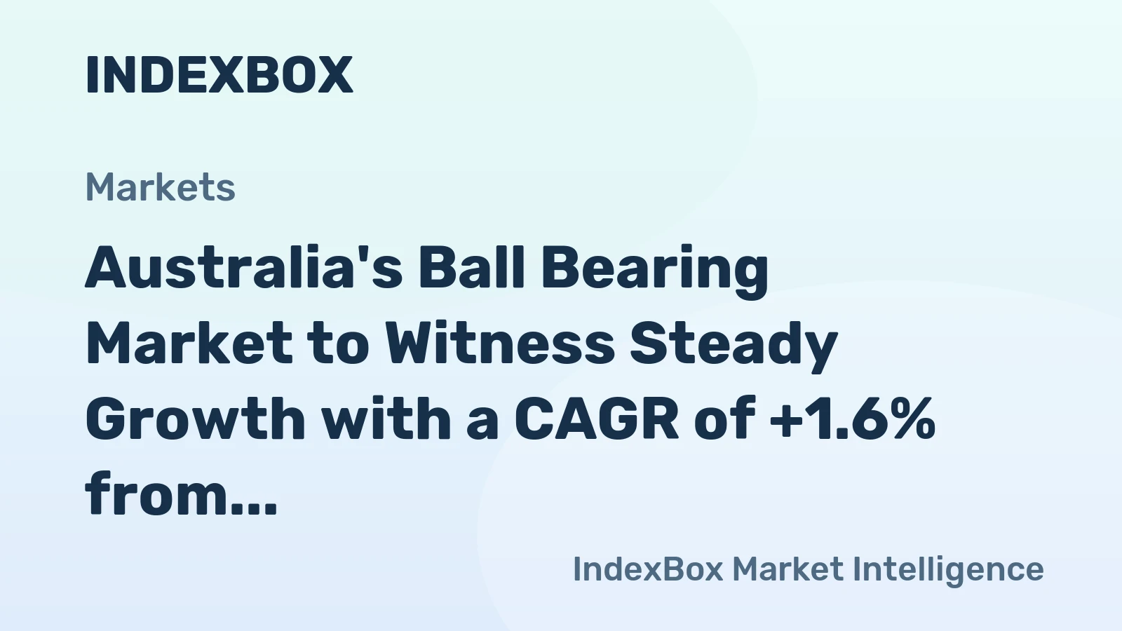 Australia's Ball Bearing Market to Witness Steady Growth with a CAGR of +1.6% from 2024 to 2035
