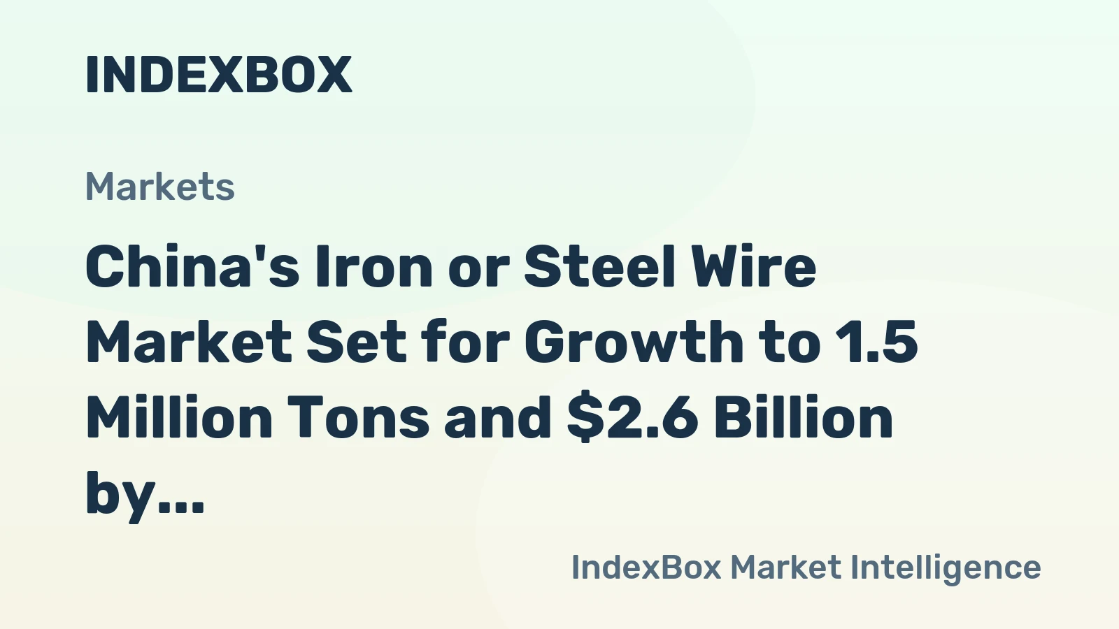 China's Iron or Steel Wire Market Set for Growth to 1.5 Million Tons and $2.6 Billion by 2035