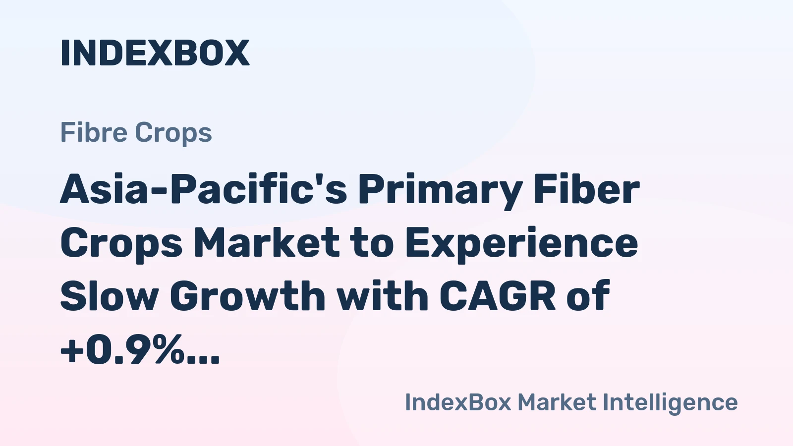 Asia-Pacific's Primary Fiber Crops Market to Experience Slow Growth with CAGR of +0.9%