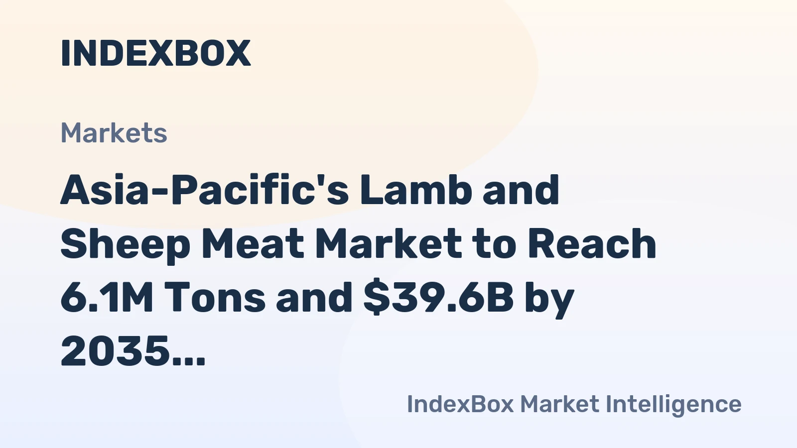 Asia-Pacific's Lamb and Sheep Meat Market to Reach 6.1M Tons and $39.6B by 2035