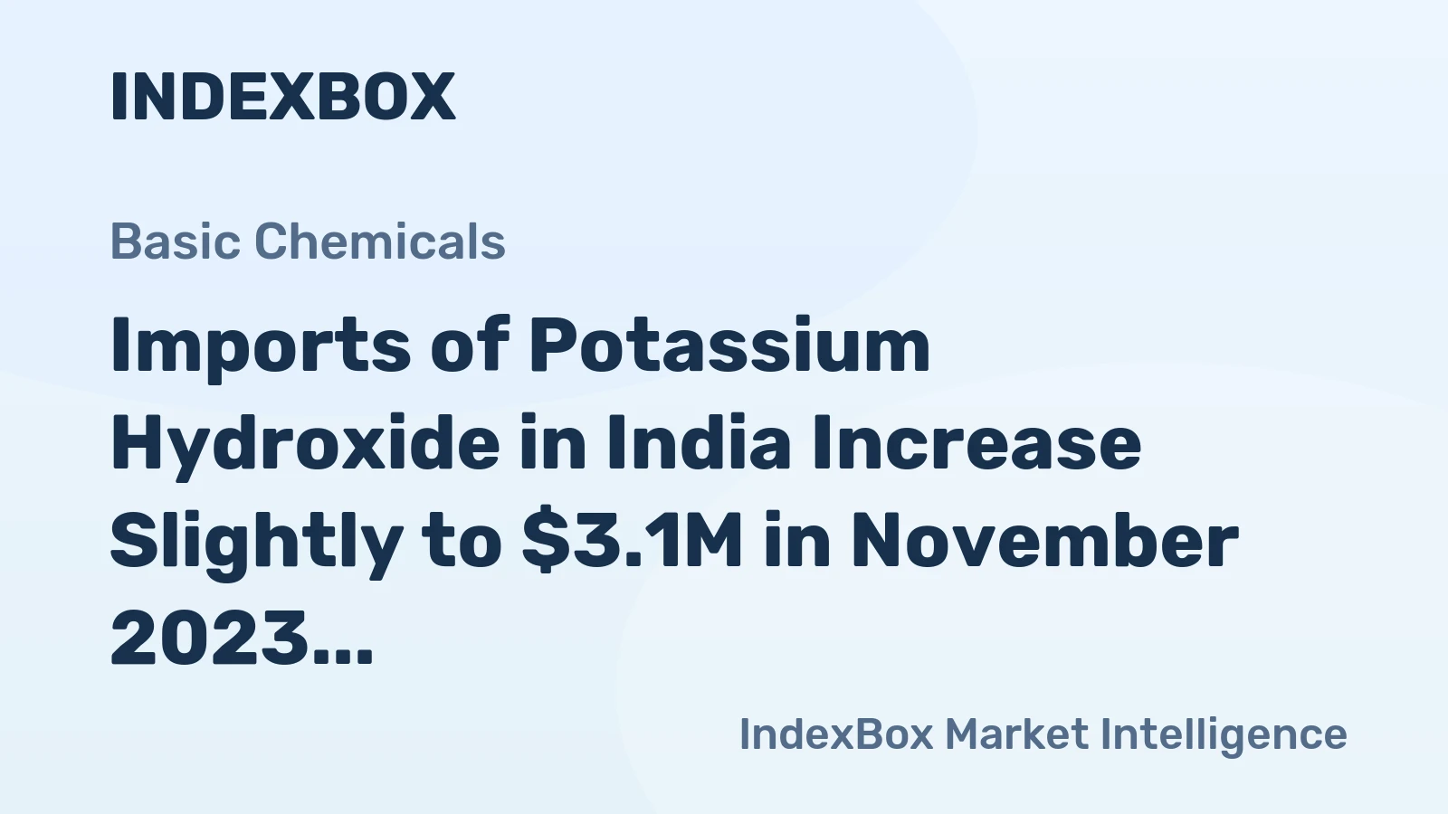 Imports of Potassium Hydroxide in India Increase Slightly to $3.1M in November 2023