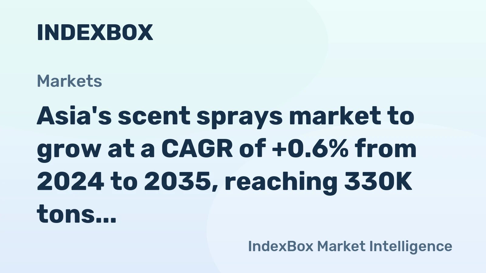 Asia's scent sprays market to grow at a CAGR of +0.6% from 2024 to 2035, reaching 330K tons