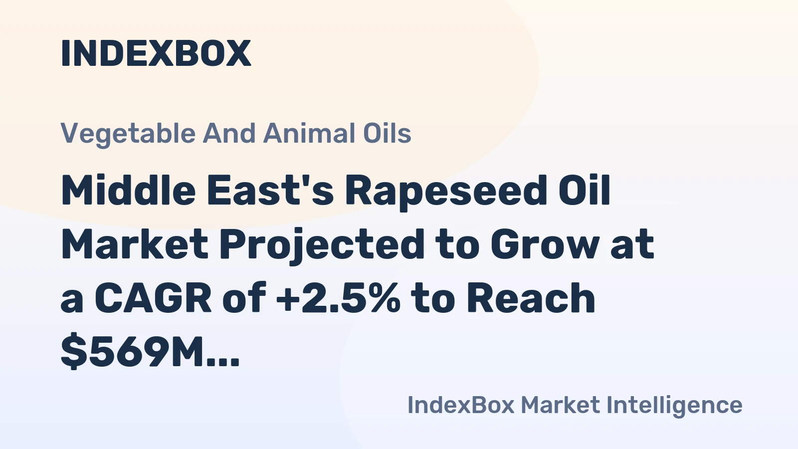 Middle East's Rapeseed Oil Market Projected to Grow at a CAGR of +2.5% to Reach $569M by 2035