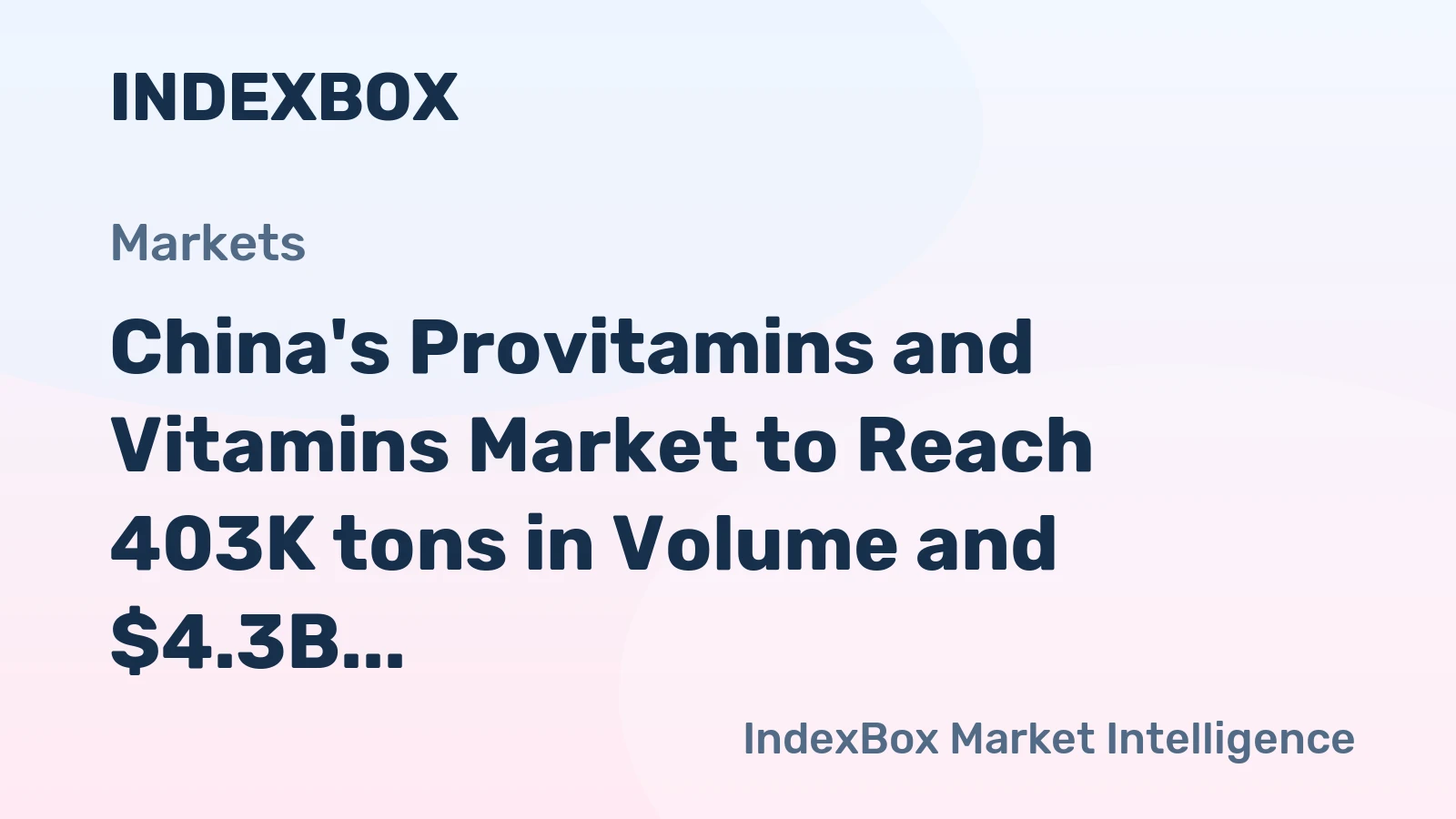 China's Provitamins and Vitamins Market to Reach 403K tons in Volume and $4.3B in Value by 2035