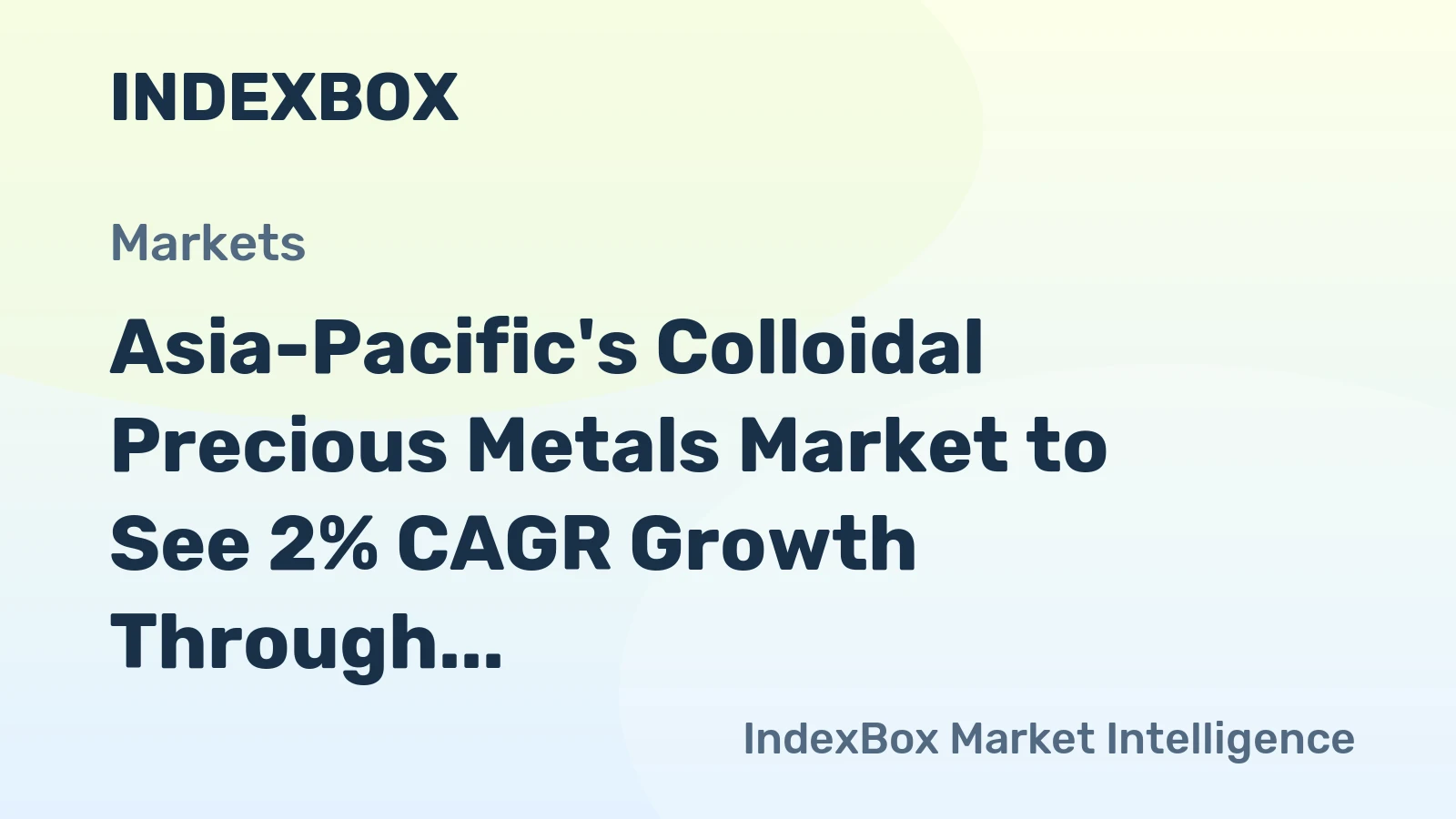 Asia-Pacific's Colloidal Precious Metals Market to See 2% CAGR Growth Through 2035