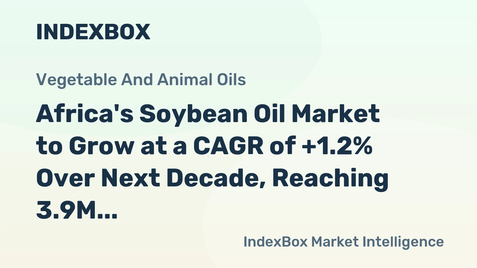 Africa's Soybean Oil Market to Grow at a CAGR of +1.2% Over Next Decade, Reaching 3.9M Tons by 2035