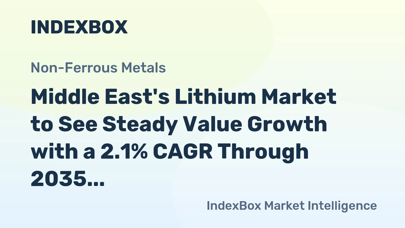Middle East's Lithium Market to See Steady Value Growth with a 2.1% CAGR Through 2035
