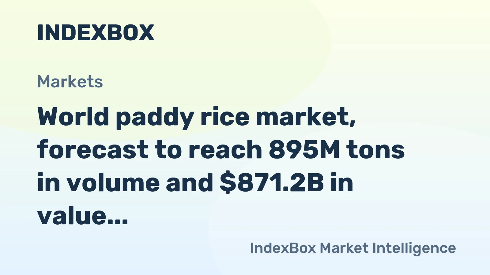 World paddy rice market, forecast to reach 895M tons in volume and $871.2B in value by 2035, continues its steady growth trajectory.