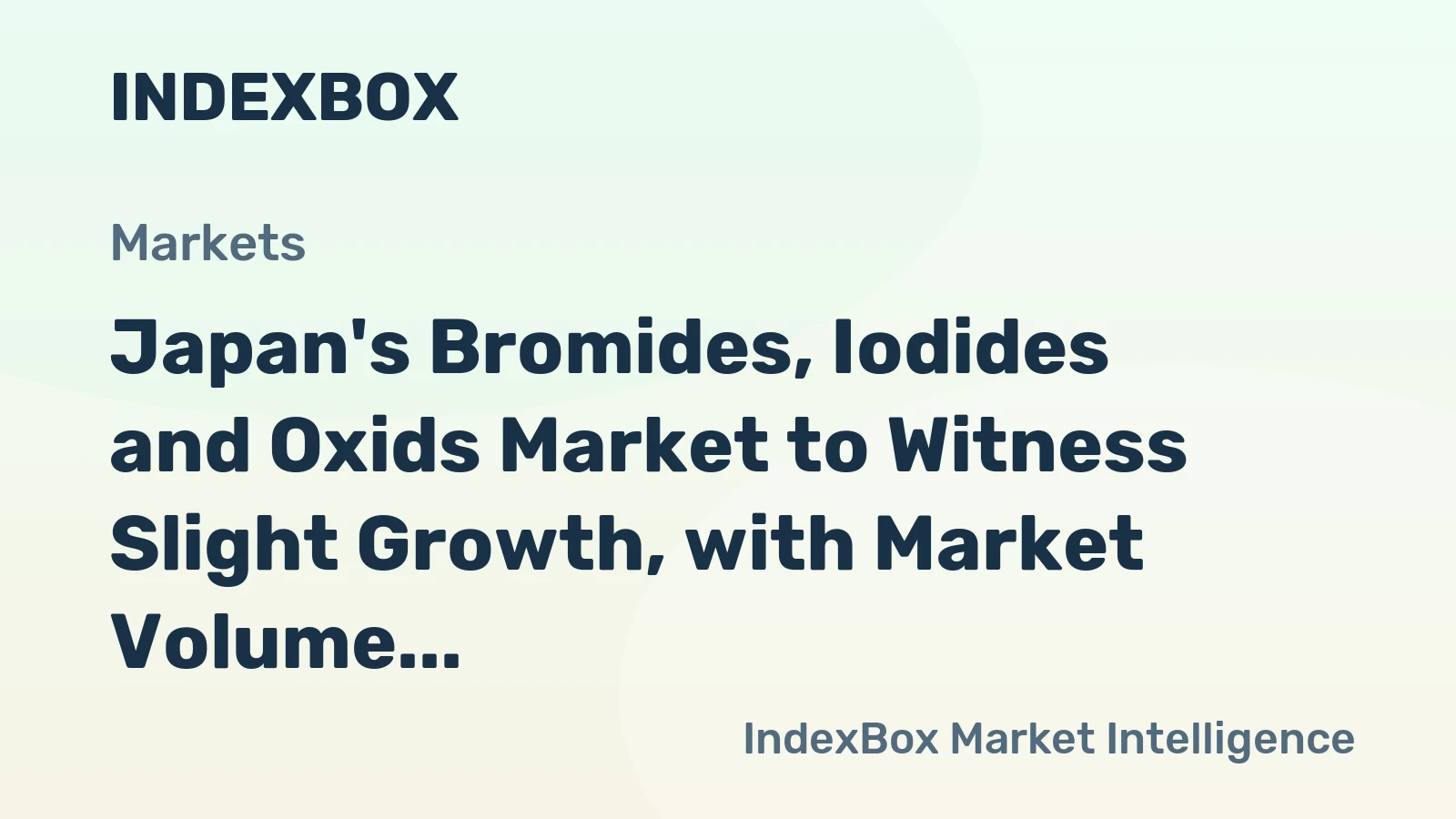 Japan's Bromides, Iodides and Oxids Market to Witness Slight Growth, with Market Volume Reaching 22K Tons and Value Surpassing $690M by 2035