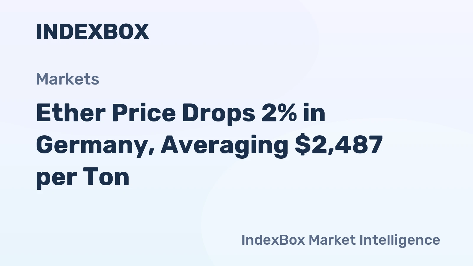Ether Price Drops 2% in Germany, Averaging $2,487 per Ton