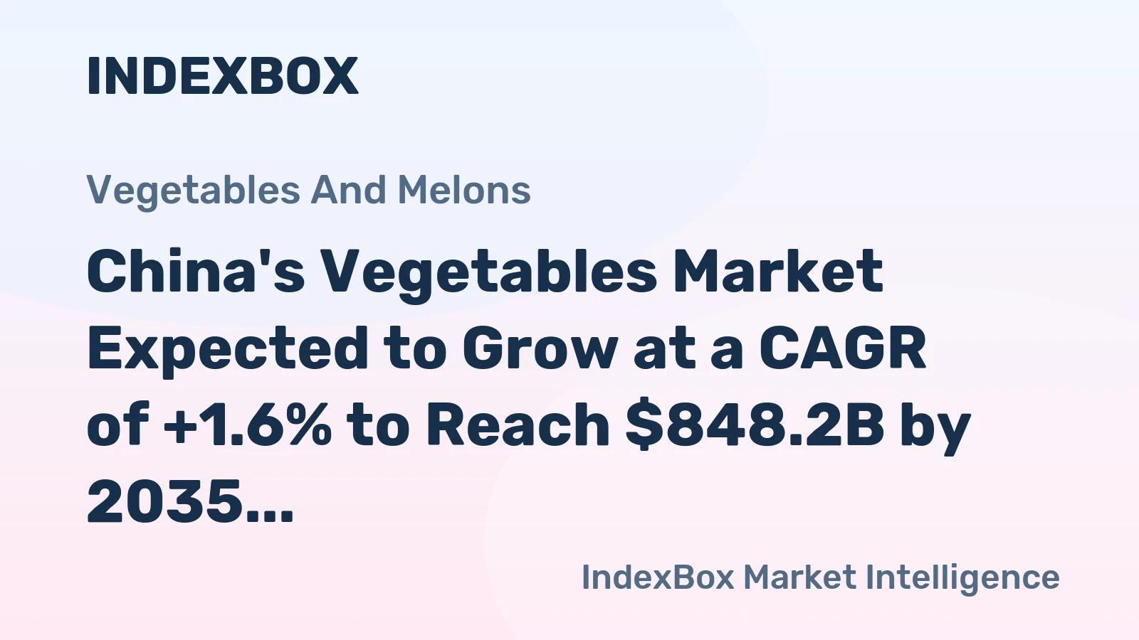 China's Vegetables Market Expected to Grow at a CAGR of +1.6% to Reach $848.2B by 2035