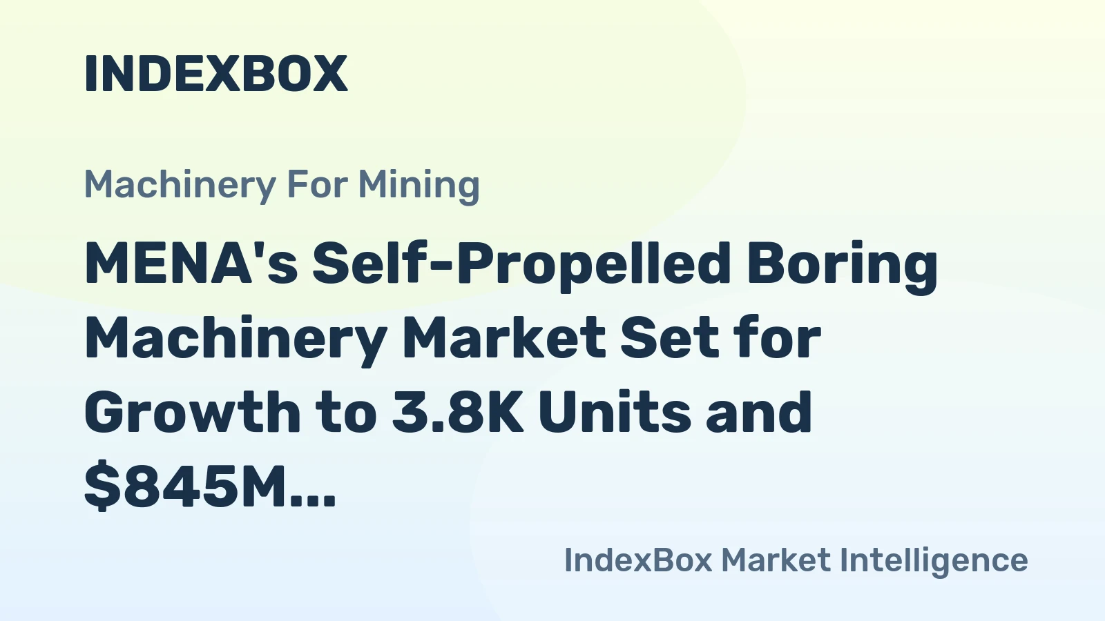 MENA's Self-Propelled Boring Machinery Market Set for Growth to 3.8K Units and $845M