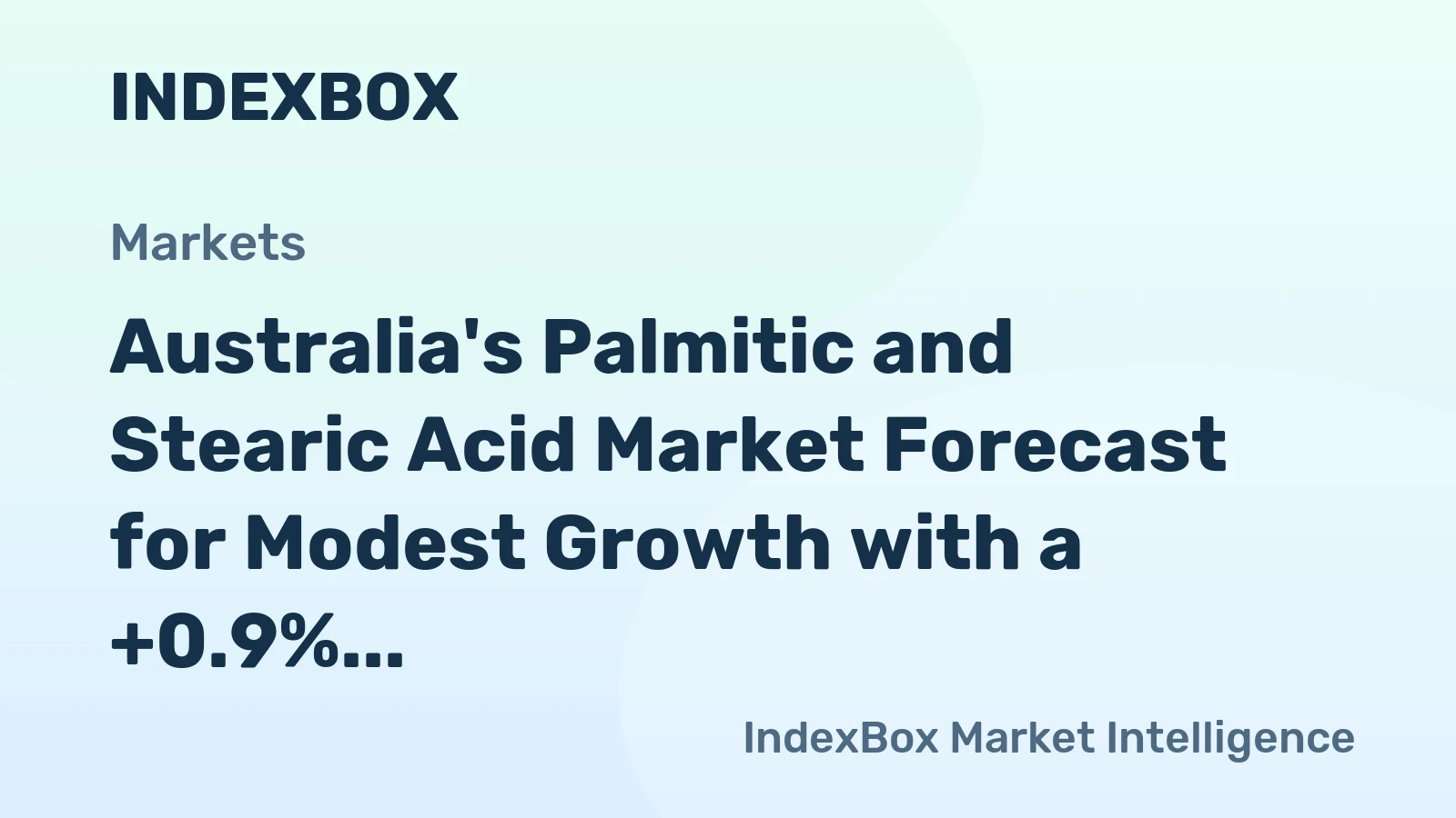 Australia's Palmitic and Stearic Acid Market Forecast for Modest Growth with a +0.9% Value CAGR