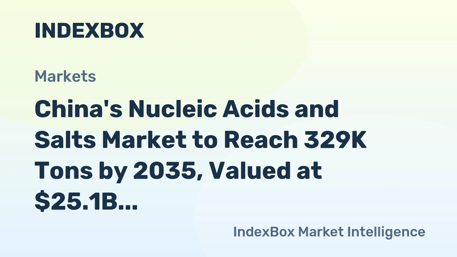 China's Nucleic Acids and Salts Market to Reach 329K Tons by 2035, Valued at $25.1B