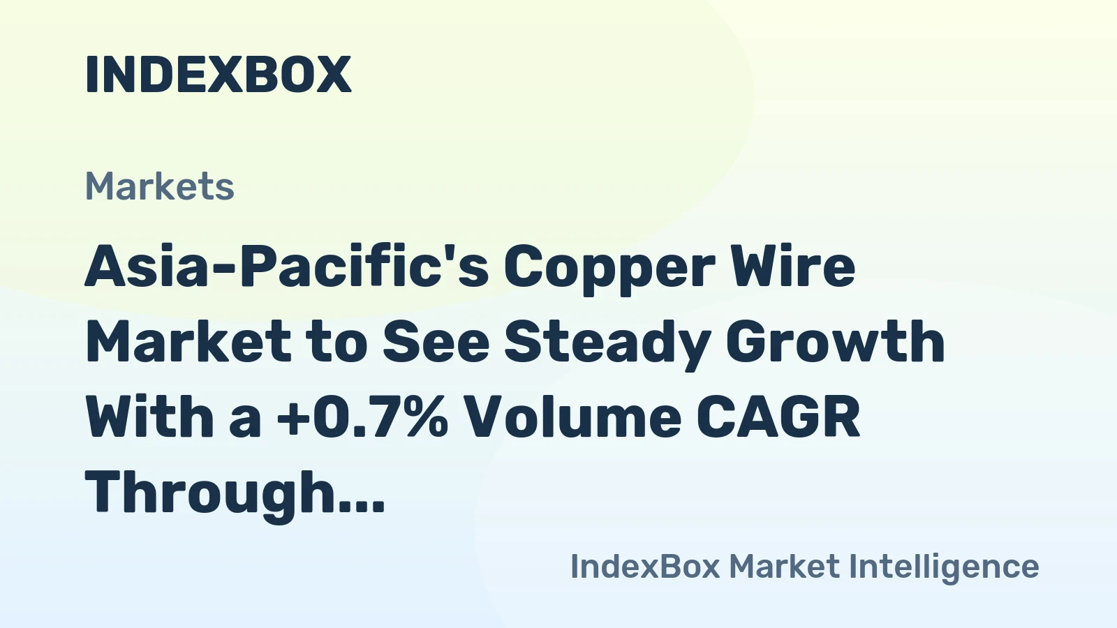 Asia-Pacific's Copper Wire Market to See Steady Growth With a +0.7% Volume CAGR Through 2035