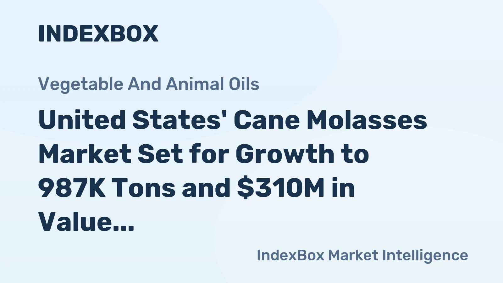 United States' Cane Molasses Market Set for Growth to 987K Tons and $310M in Value