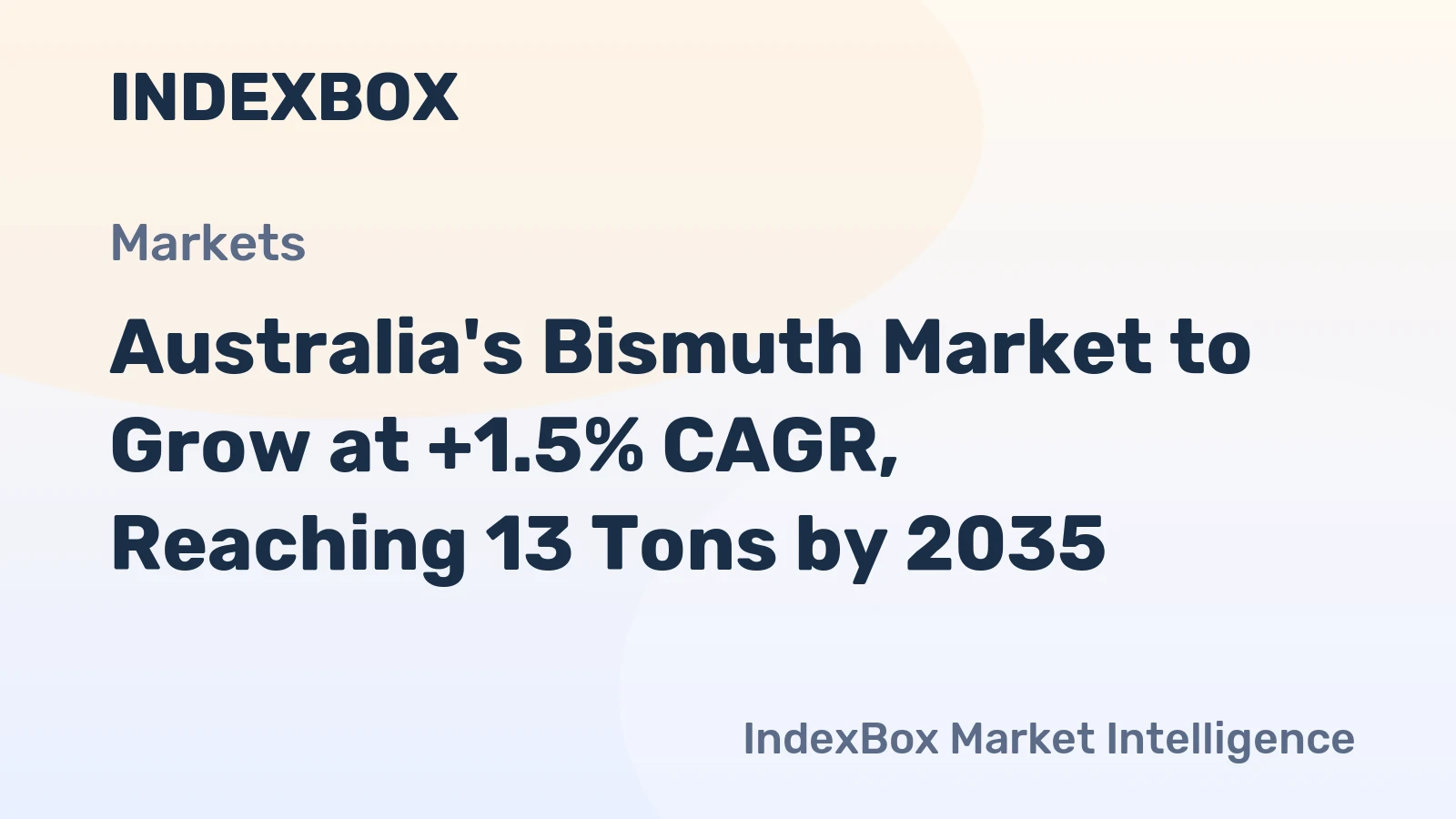 Australia's Bismuth Market to Grow at +1.5% CAGR, Reaching 13 Tons by 2035