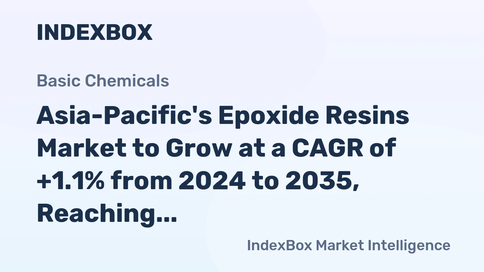 Asia-Pacific's Epoxide Resins Market to Grow at a CAGR of +1.1% from 2024 to 2035, Reaching 1.7M Tons