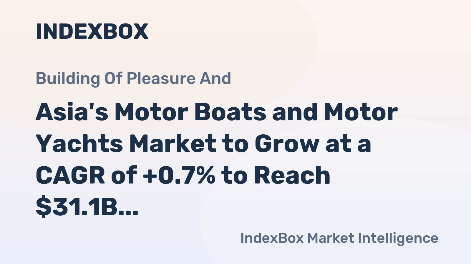Asia's Motor Boats and Motor Yachts Market to Grow at a CAGR of +0.7% to Reach $31.1B by 2035