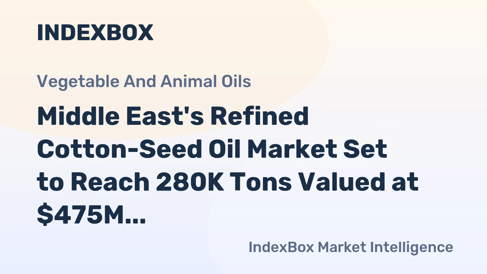 Middle East's Refined Cotton-Seed Oil Market Set to Reach 280K Tons Valued at $475M by 2035