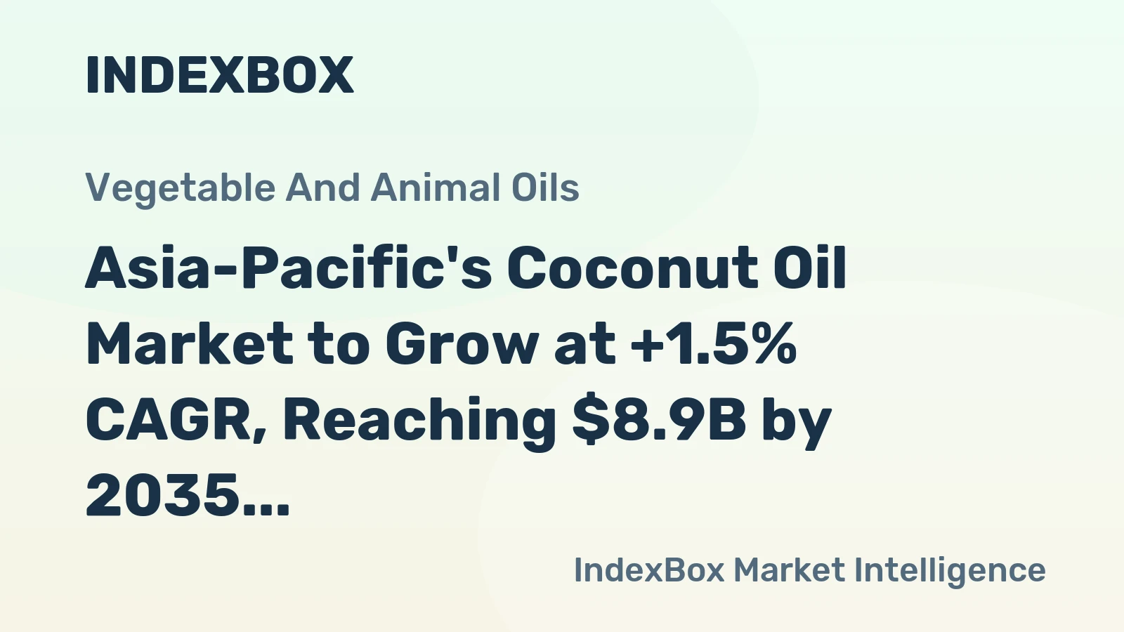 Asia-Pacific's Coconut Oil Market to Grow at +1.5% CAGR, Reaching $8.9B by 2035