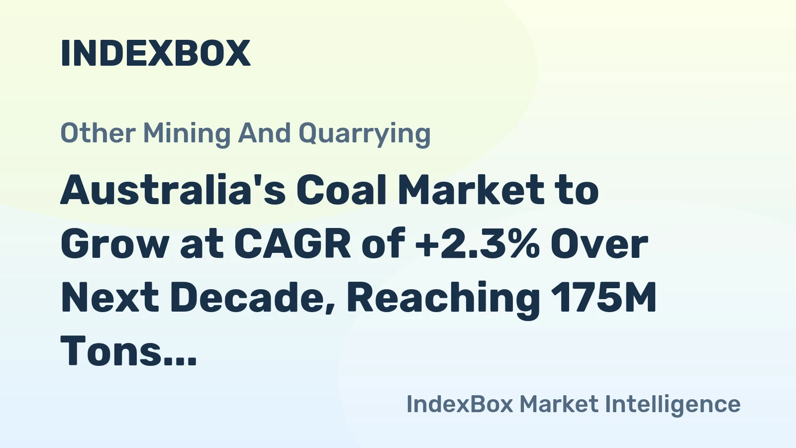 Australia's Coal Market to Grow at CAGR of +2.3% Over Next Decade, Reaching 175M Tons by 2035