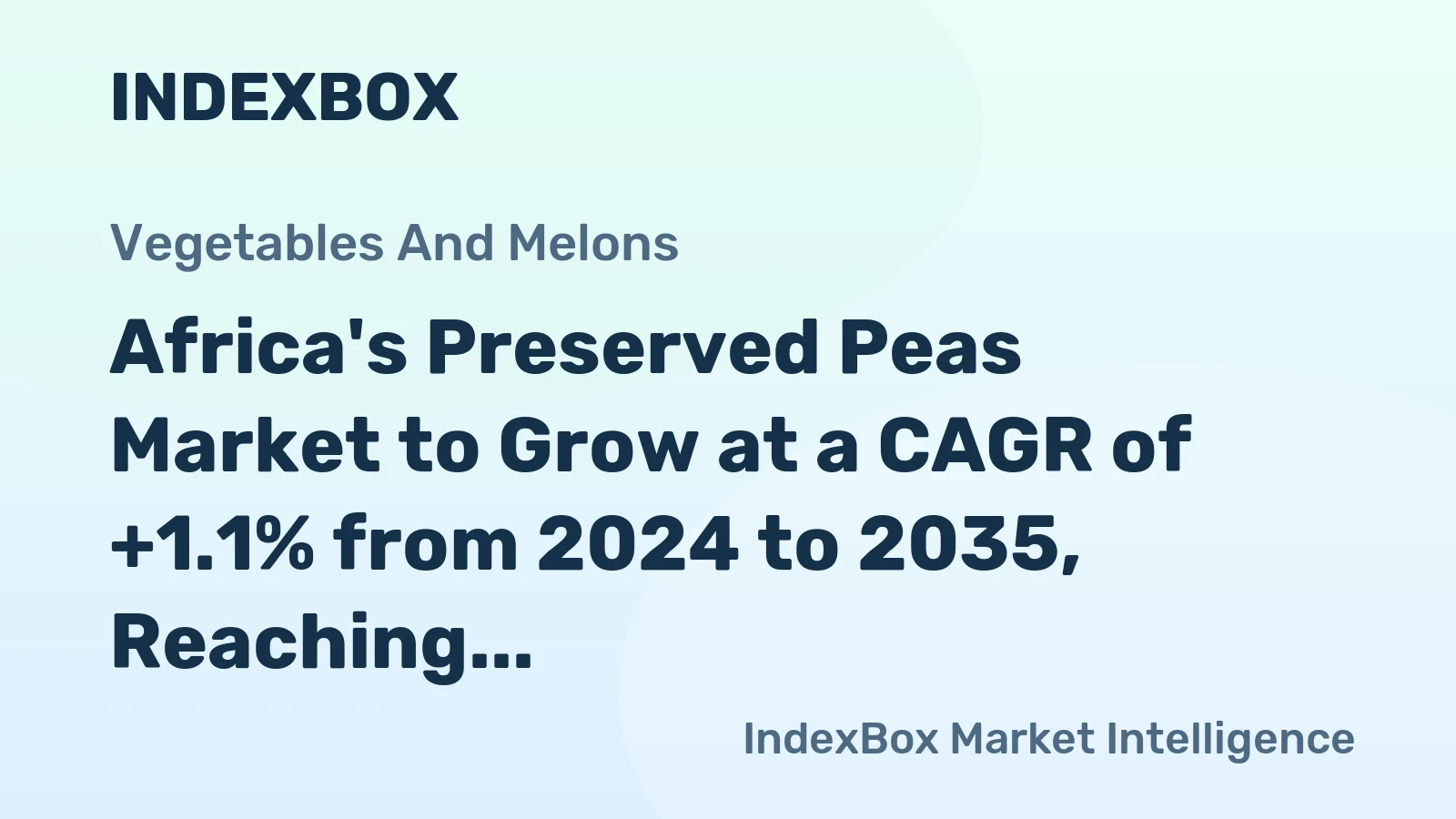Africa's Preserved Peas Market to Grow at a CAGR of +1.1% from 2024 to 2035, Reaching $957M by the End of 2035