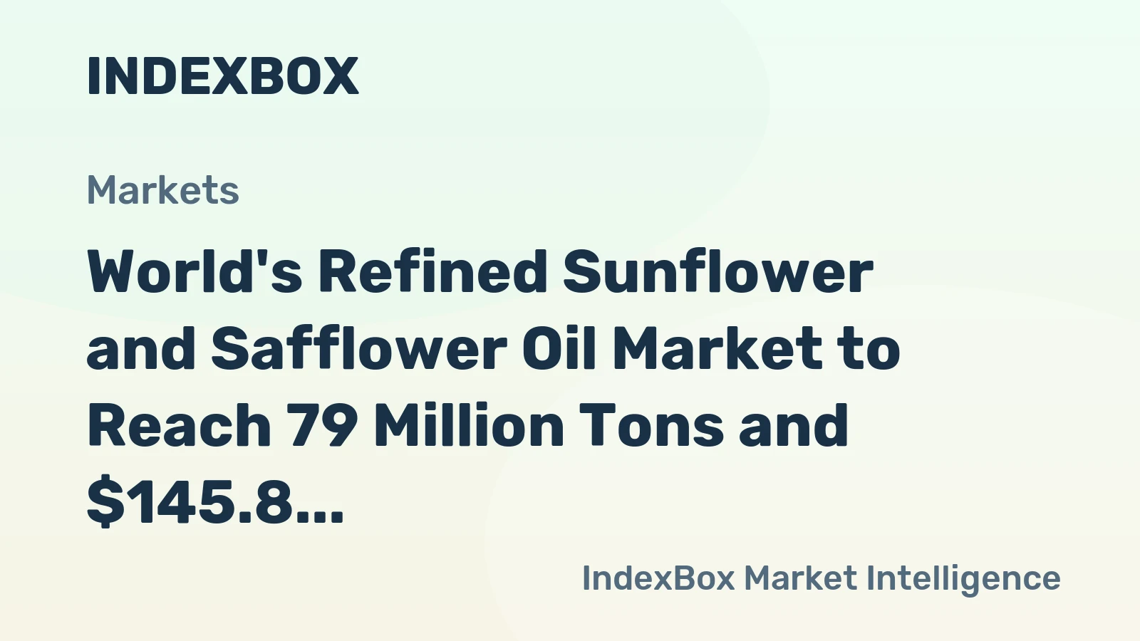 World's Refined Sunflower and Safflower Oil Market to Reach 79 Million Tons and $145.8 Billion by 2035