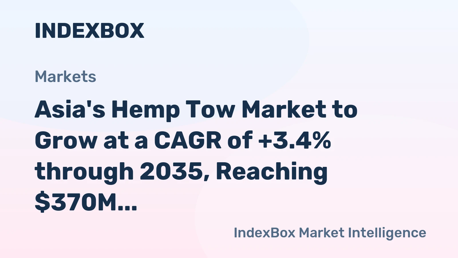 Asia's Hemp Tow Market to Grow at a CAGR of +3.4% through 2035, Reaching $370M in Value