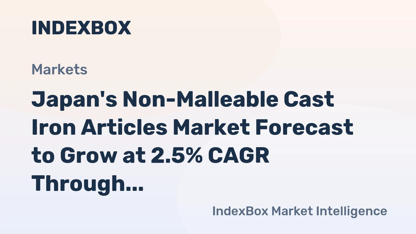 Japan's Non-Malleable Cast Iron Articles Market Forecast to Grow at 2.5% CAGR Through 2035