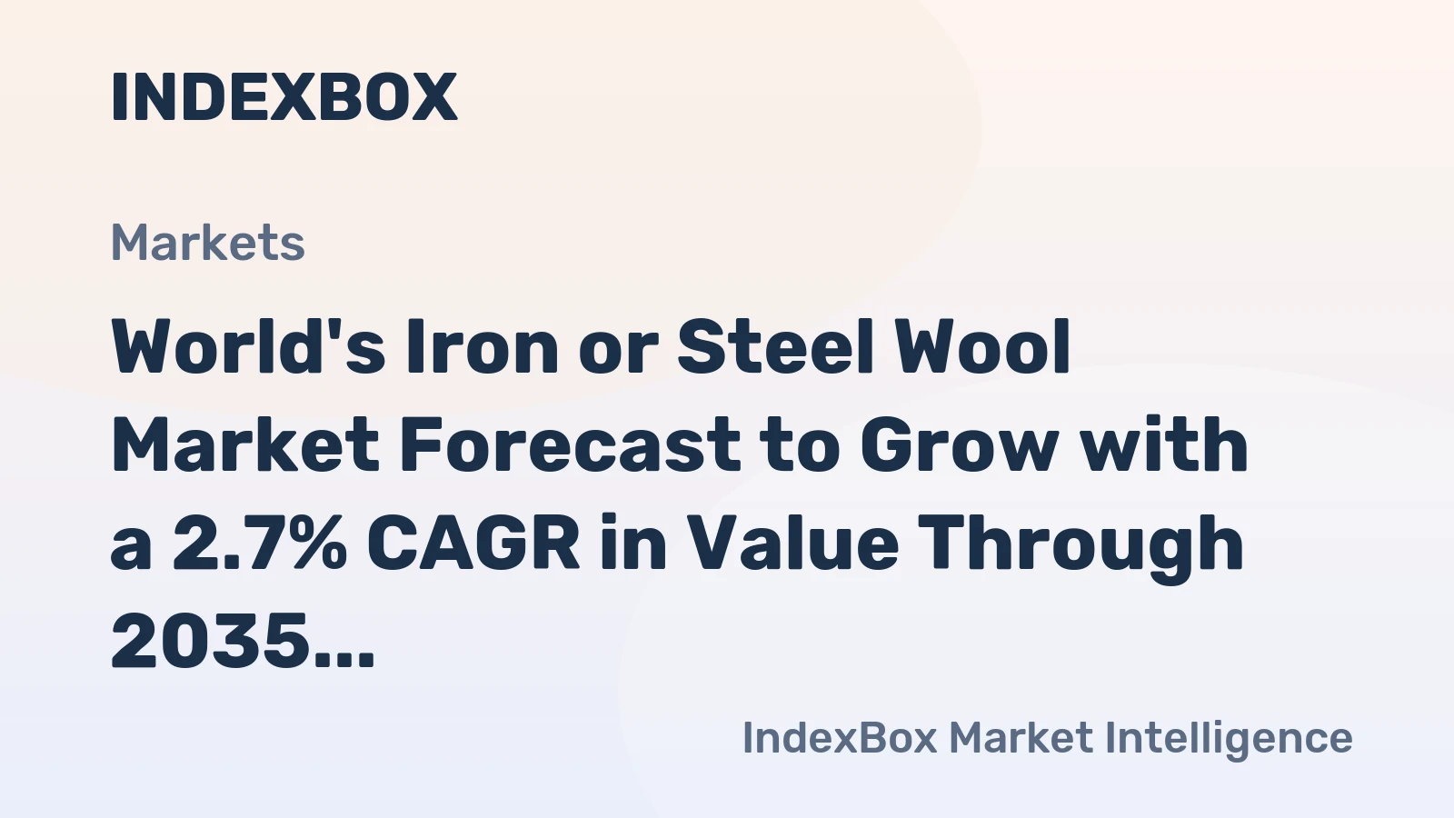 World's Iron or Steel Wool Market Forecast to Grow with a 2.7% CAGR in Value Through 2035