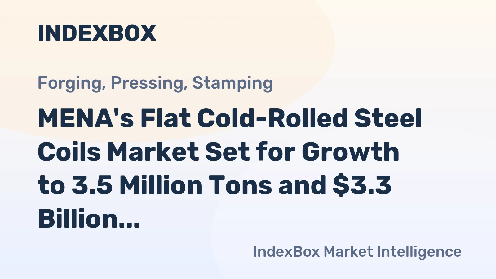 MENA's Flat Cold-Rolled Steel Coils Market Set for Growth to 3.5 Million Tons and $3.3 Billion by 2035