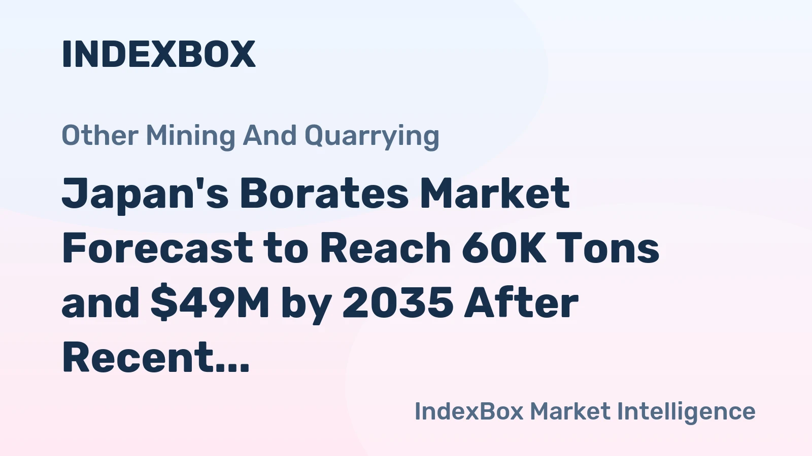 Japan's Borates Market Forecast to Reach 60K Tons and $49M by 2035 After Recent Contraction