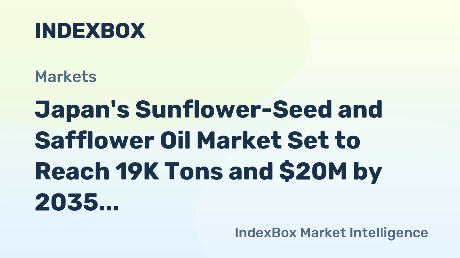 Japan's Sunflower-Seed and Safflower Oil Market Set to Reach 19K Tons and $20M by 2035