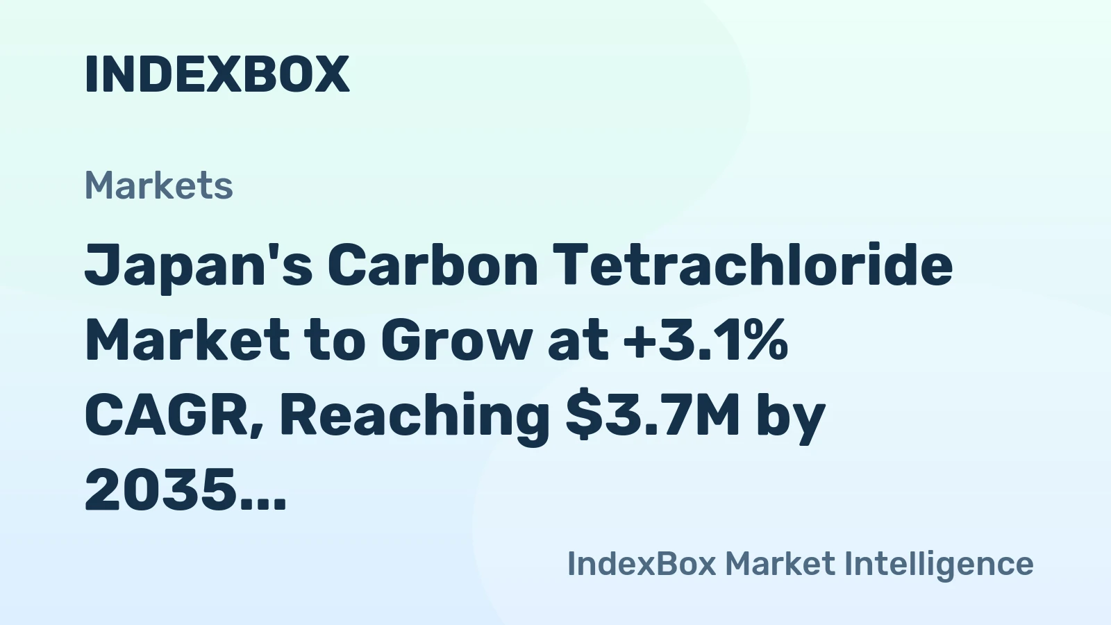 Japan's Carbon Tetrachloride Market to Grow at +3.1% CAGR, Reaching $3.7M by 2035