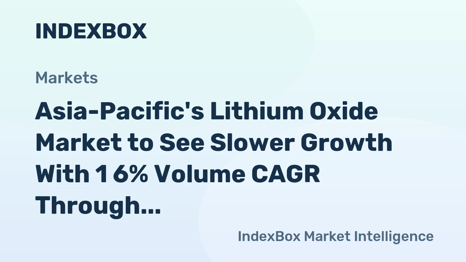 Asia-Pacific's Lithium Oxide Market to See Slower Growth With 1 6% Volume CAGR Through 2035