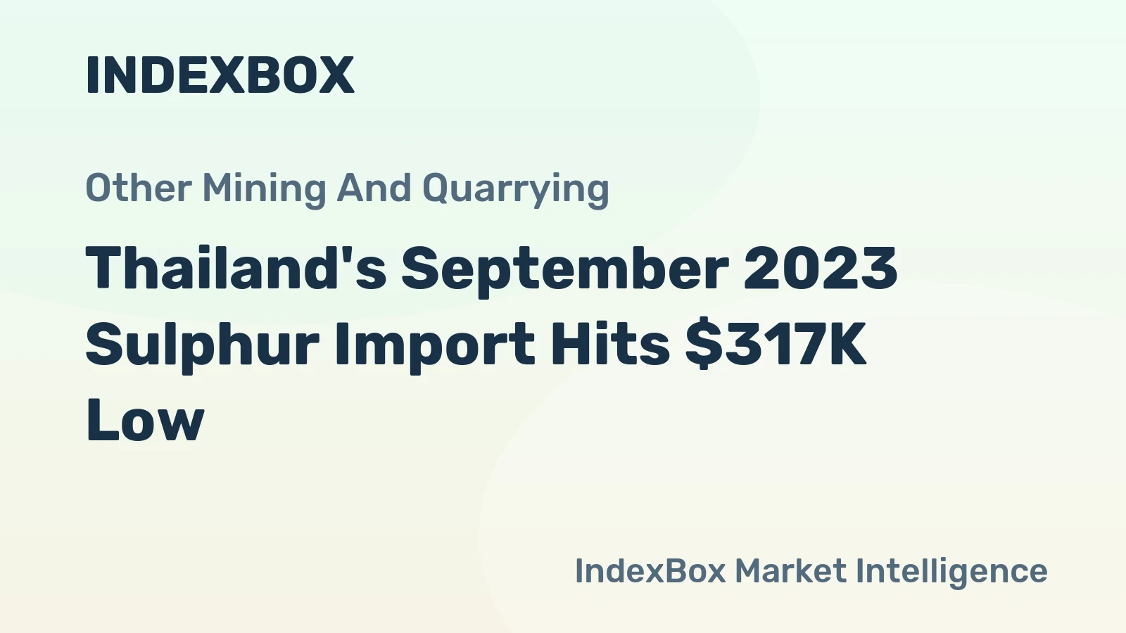 Thailand's September 2023 Sulphur Import Hits $317K Low